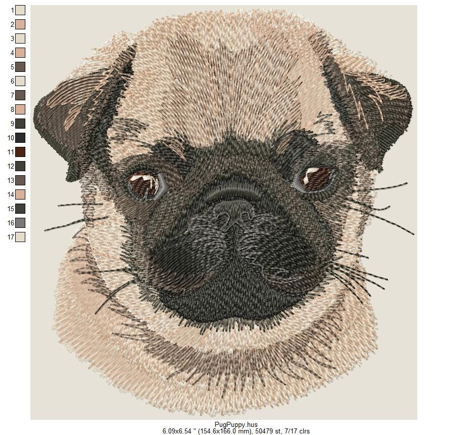 Pug Puppy Embroidery Design for Dog Lovers. Design for | Etsy