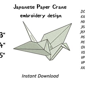 Japanese Paper Crane Embroidery Design, Origami Art (digital Download ...