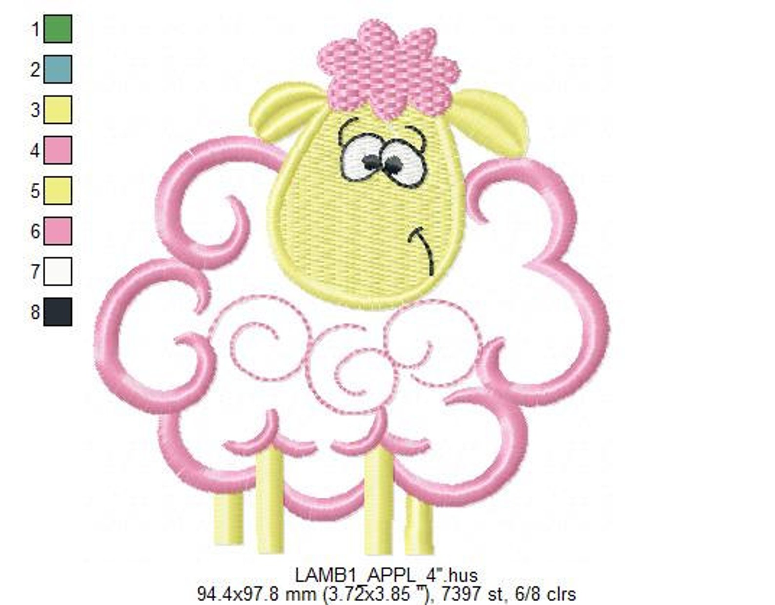 Lamb Applique Design for Embroidery Machine. 4'', 5'', 6'' - Etsy