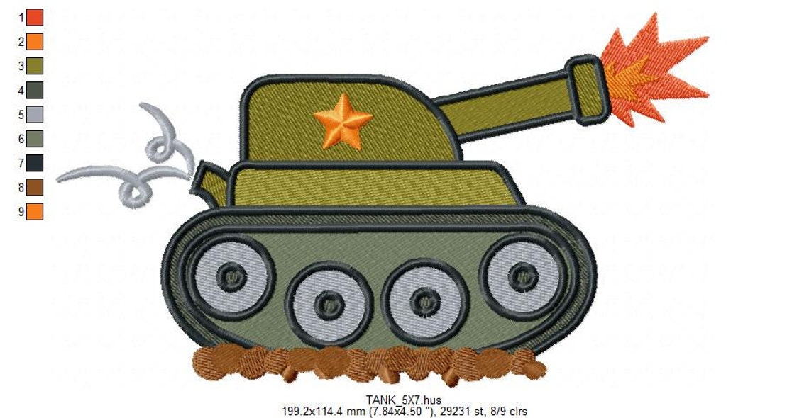 Tank Embroidery Design. Design for Embroidery Machine. 4x4 and - Etsy