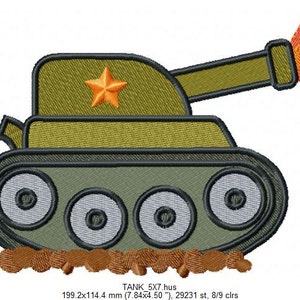 Tank Embroidery Design. Design for Embroidery Machine. 4x4 and 5x7 Hoop ...