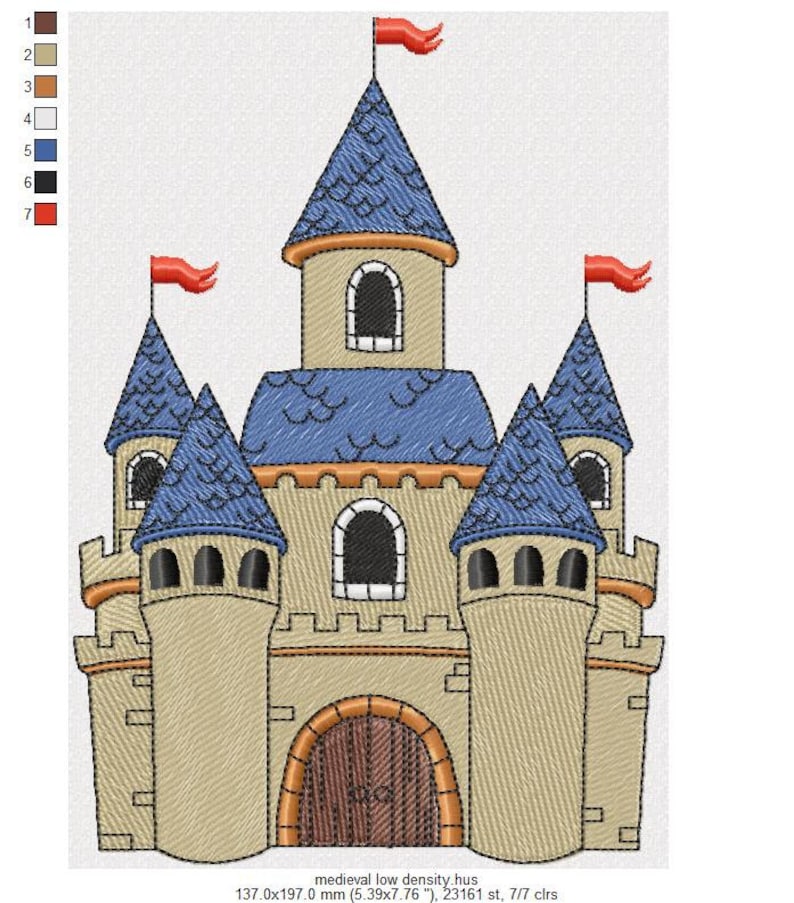 Medieval Castle. Embroidery Design for Embroidery Machine. | Etsy