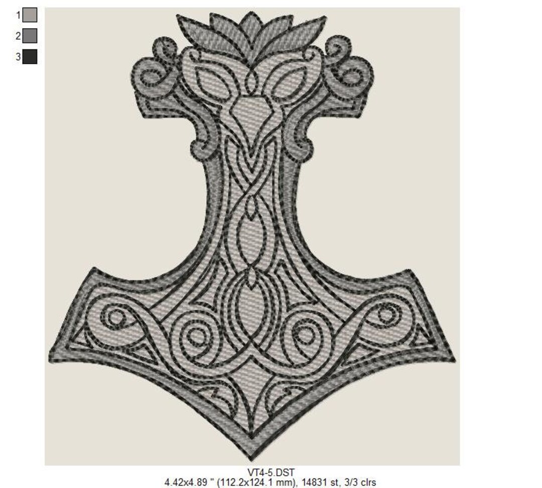 Thor's Hammer Embroidery Design for 5'' Hoop. All Formats. Instant ...