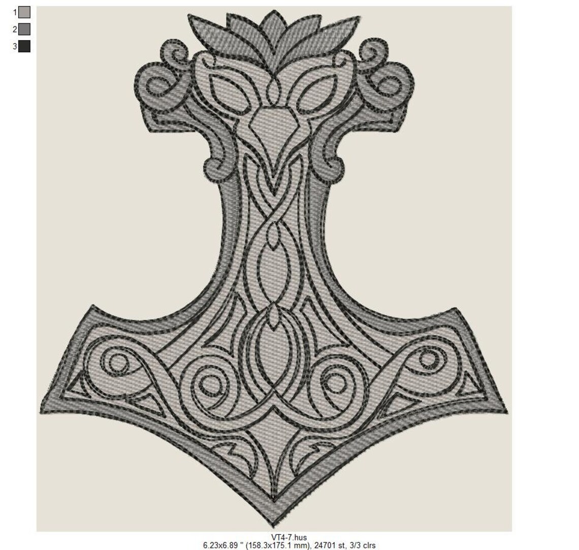 Thor's Hammer Embroidery Design for 7'' Hoop. All - Etsy