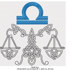 Zodiac Sign. Libra Machine Embroidery Design. 4'', 5" and 6" Hoop. All ...