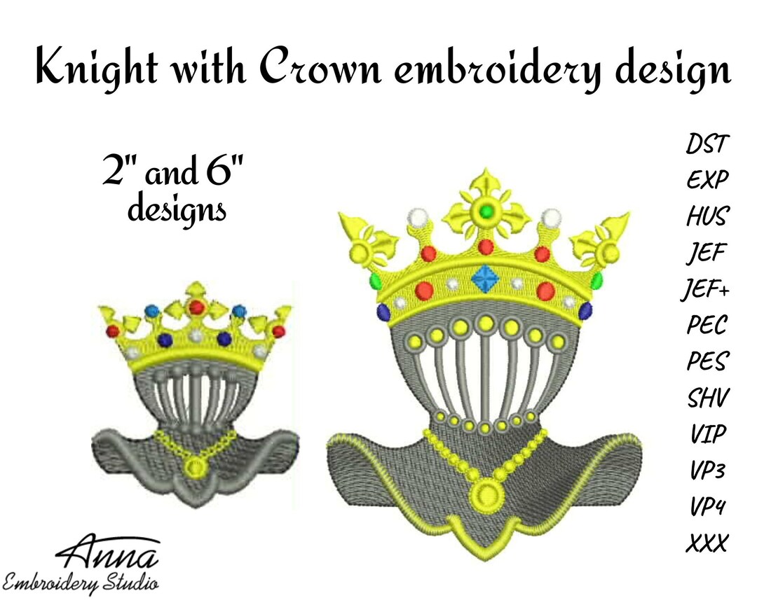 King Knight Design for Embroidery Machine. Hoop 5x7 and 2''. Middle ...