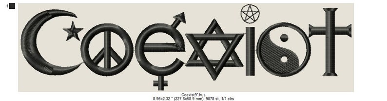 Coexist Embroidery Machine Design. Six Sizes: 5'' | Etsy