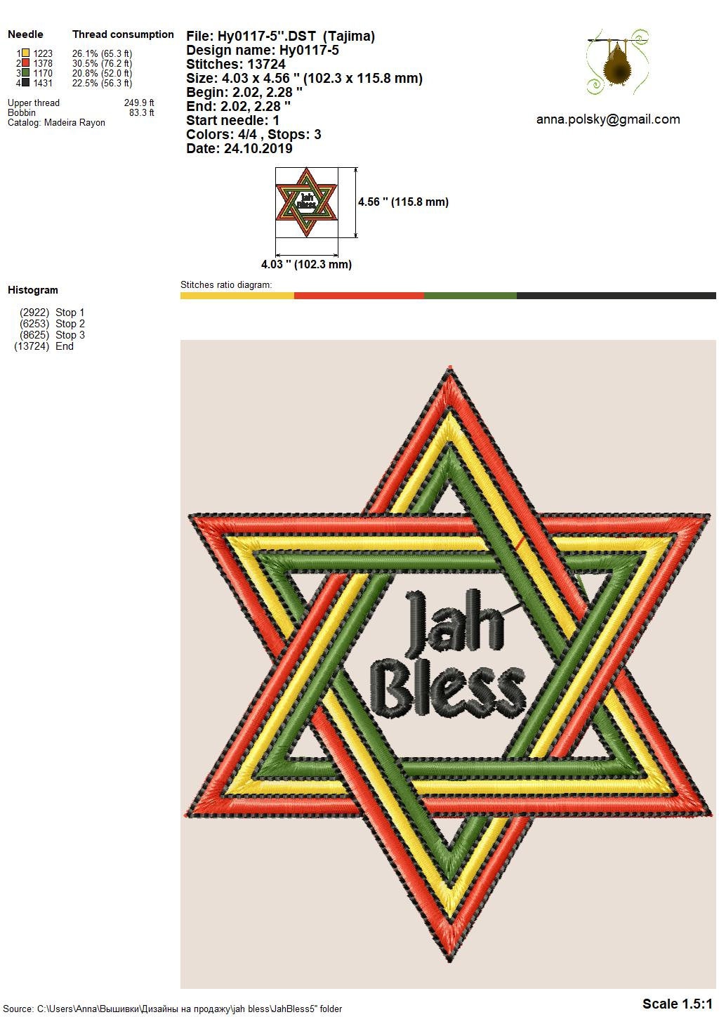 Jah Bless embroidery design. Three sizes: 4'' | Etsy
