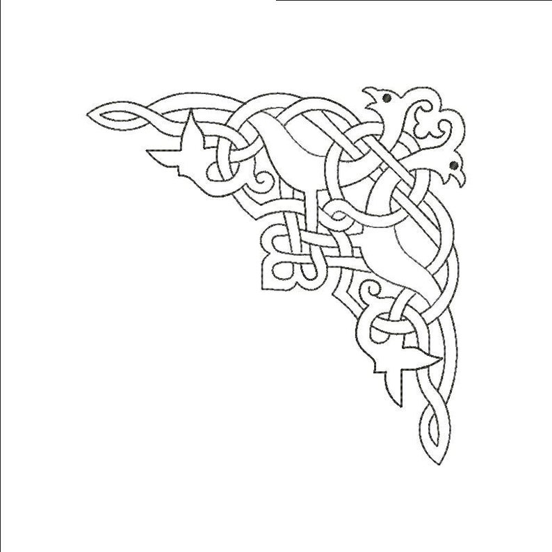 Celtic corner. Design for embroidery machine. 4'' | Etsy
