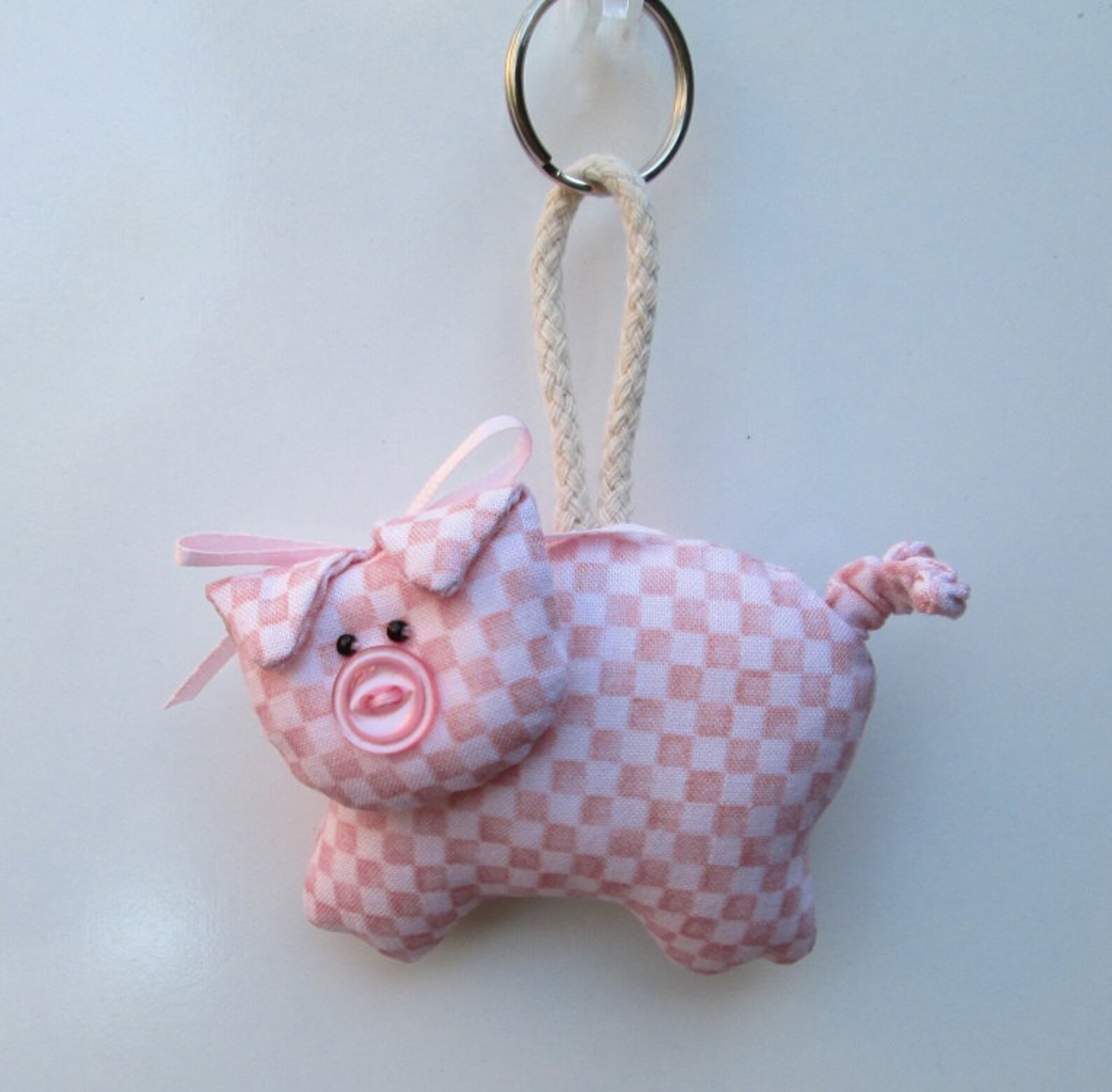 2 PATTERN OPTIONS - Fabric Button-nose Pig Keychain, Ornament ...