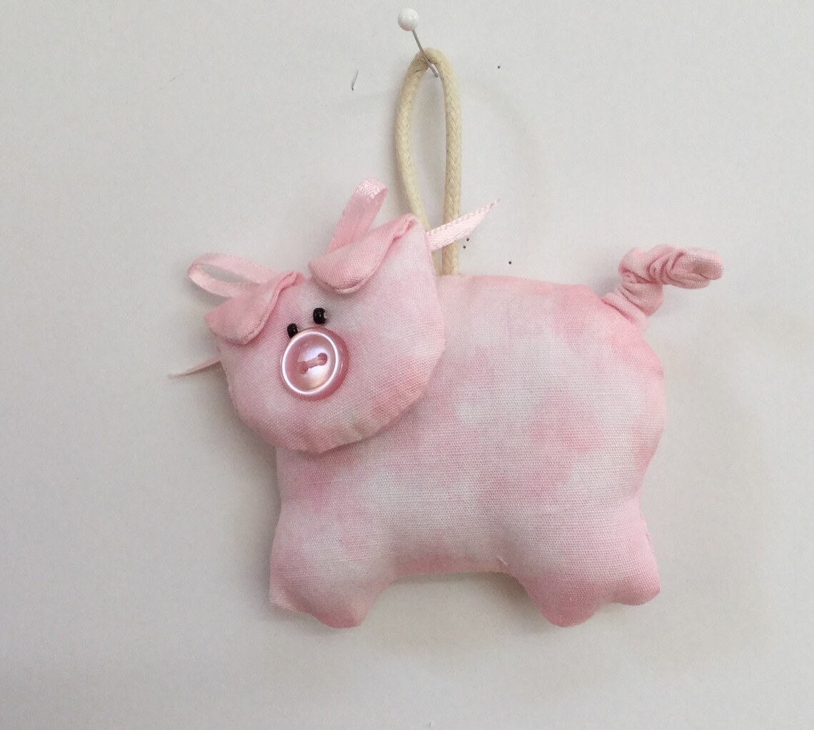 2 PATTERN OPTIONS - Fabric Button-nose Pig Keychain, Ornament ...