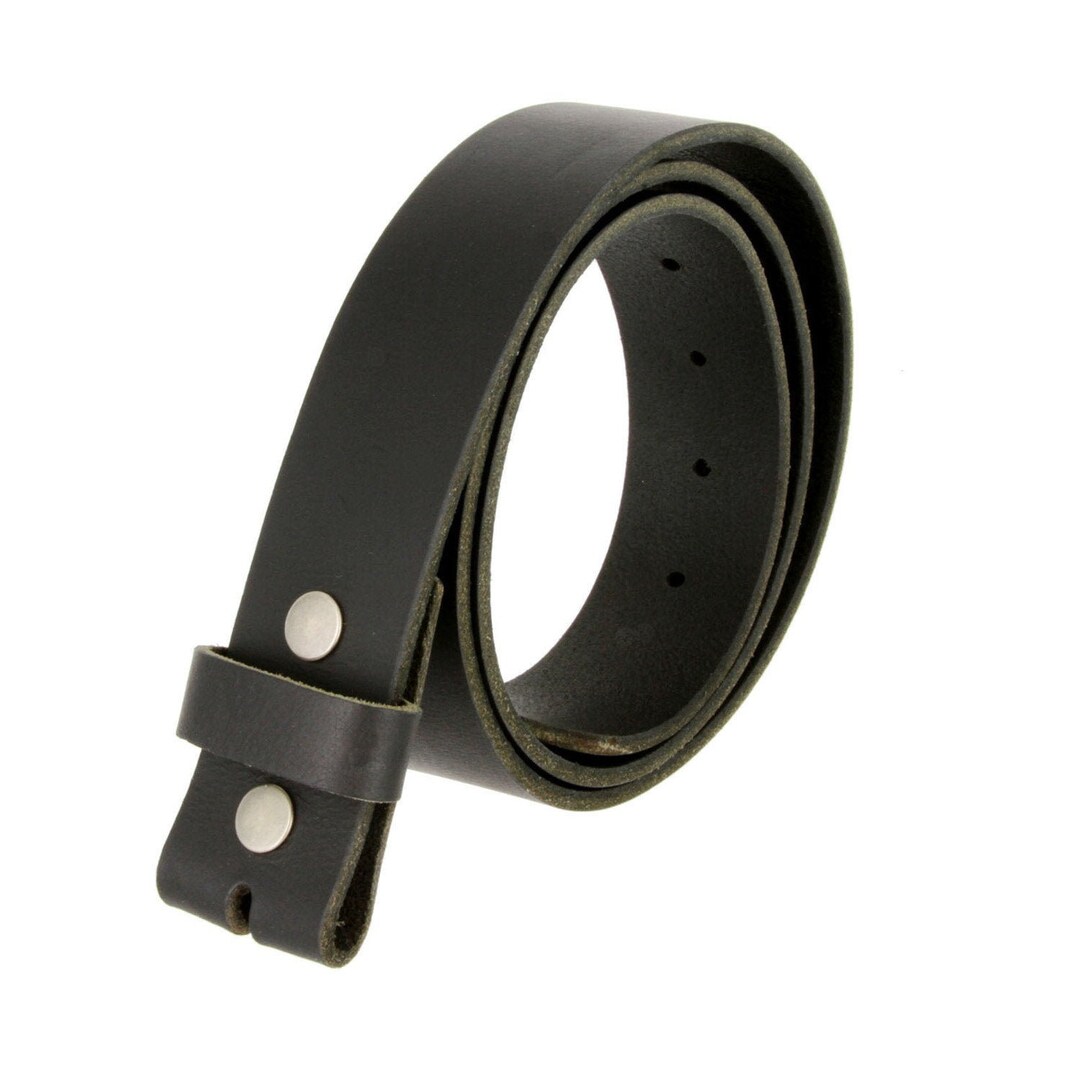 Black Leather Snap Belt Strap Thick Genuine Leather Removable Strap ...