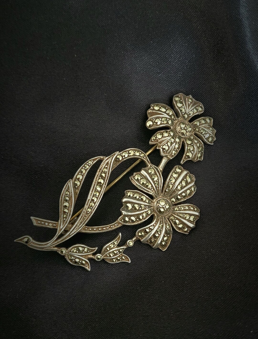 Vintage Silver French Depose Marcasite Flower Brooch Pin C1930 - Etsy