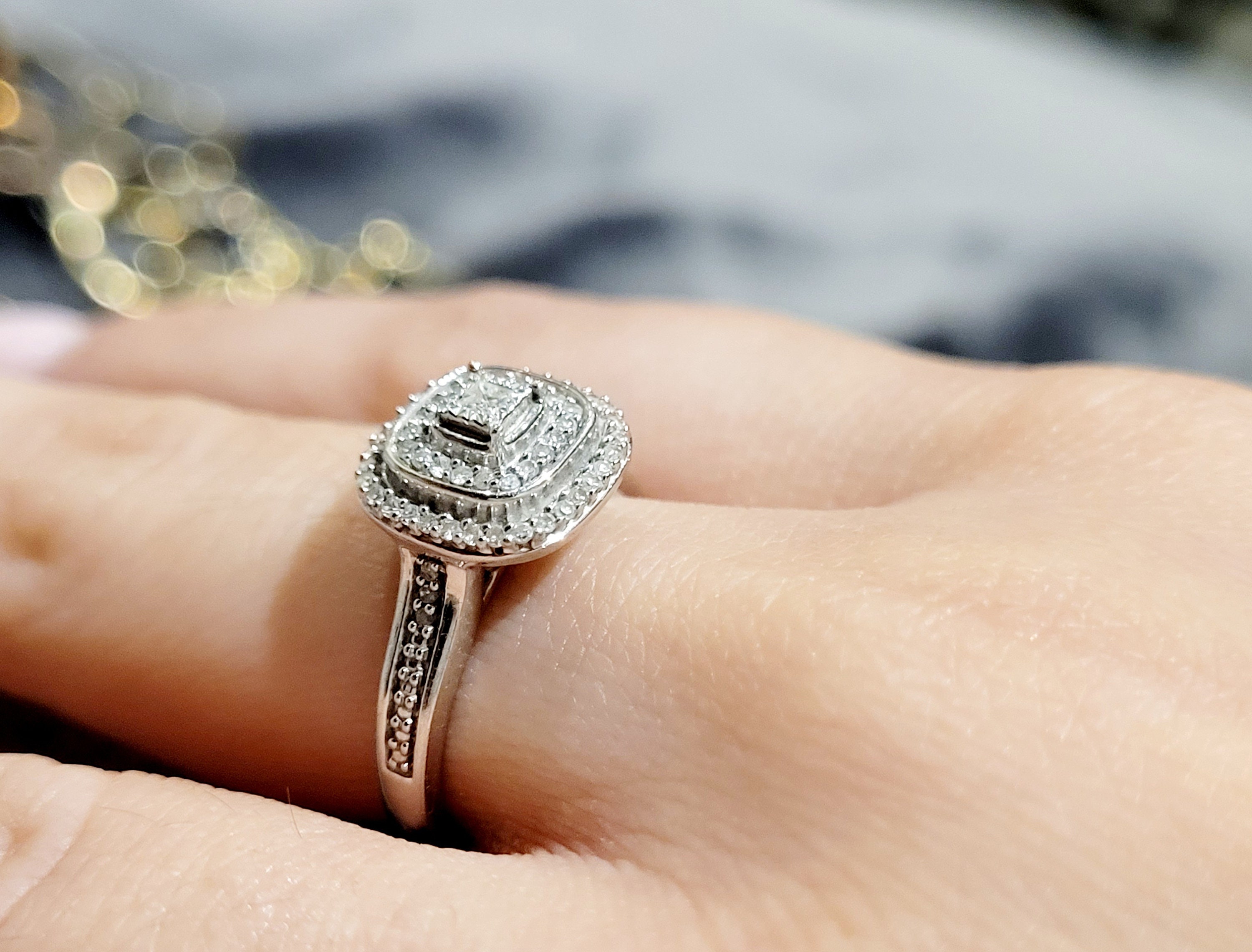 Vintage 9ct 375 White Gold Diamond Double Halo Engagement Ring - Etsy