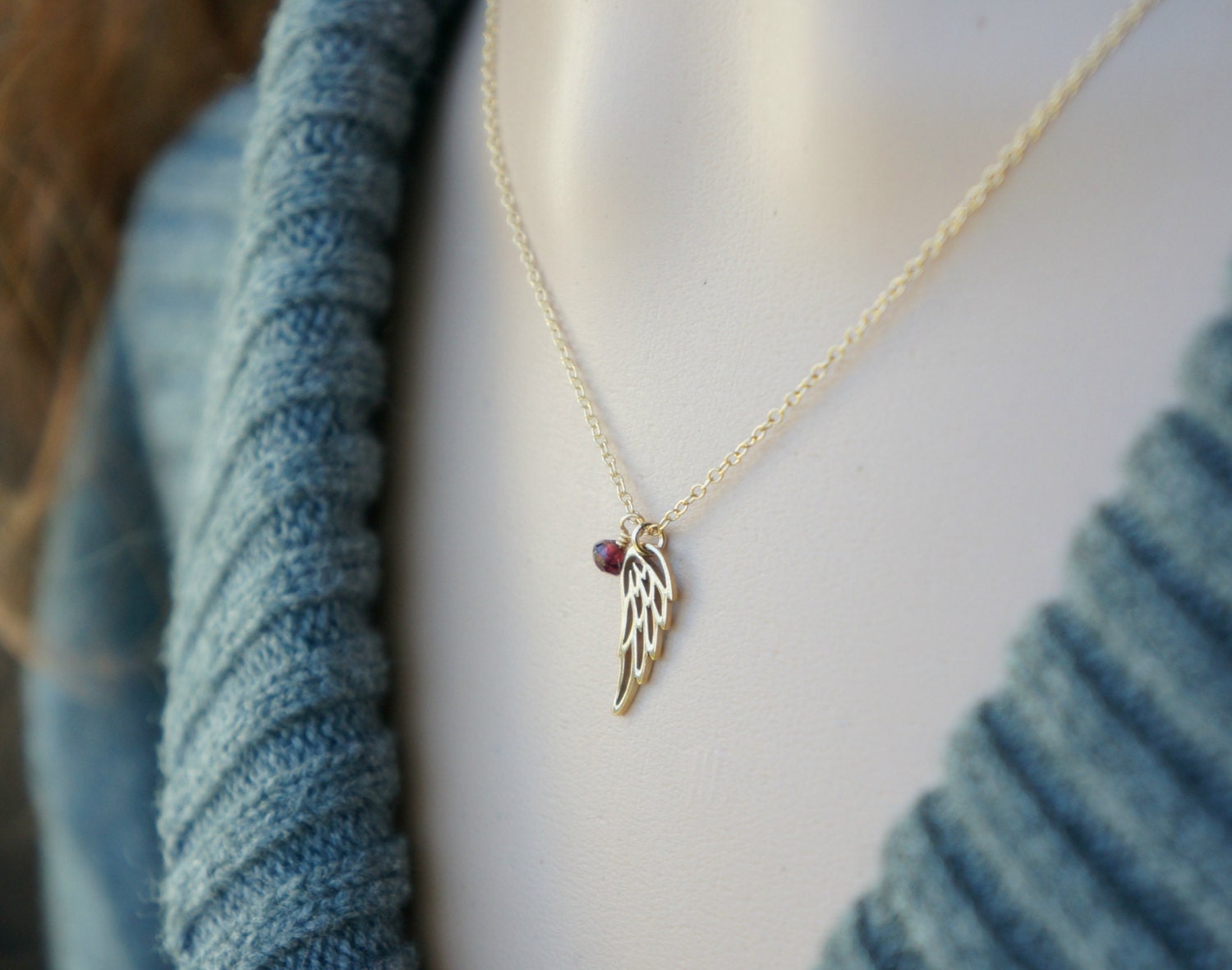 Golden Wing Necklace / Small Angel Wing Pendant on a Gold - Etsy