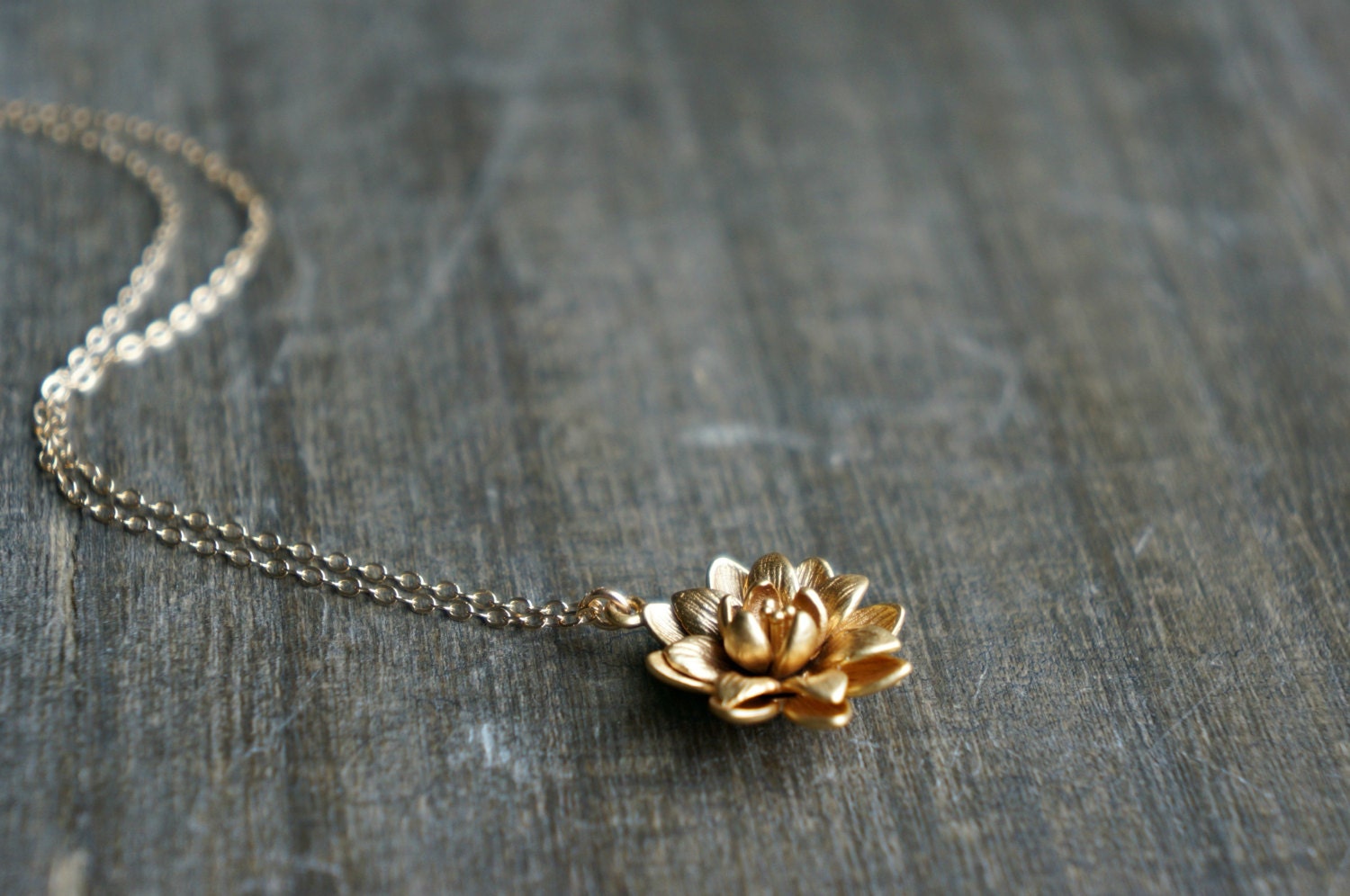 Gold Lotus Necklace ... symbolic flower pendant on a dainty | Etsy