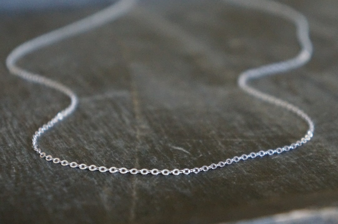 Thin & Dainty Plain Sterling Silver Chain Necklace / Shimmering ...