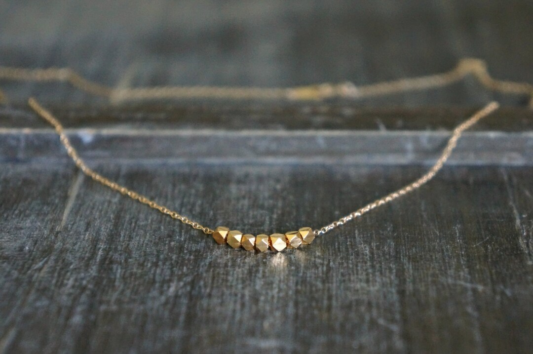 Lucky Seven Necklace // 7 Tiny Gold Nuggets on a 14k Gold Filled Chain ...