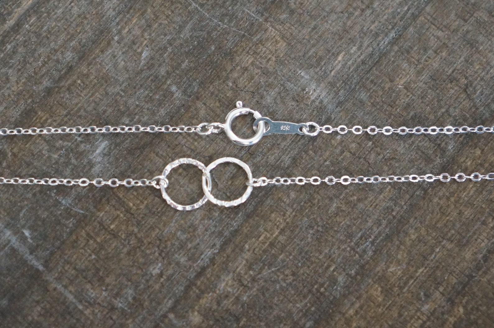 Entwined Circle Necklace / Tiny Silver Linked Hammered Infinity Rings ...