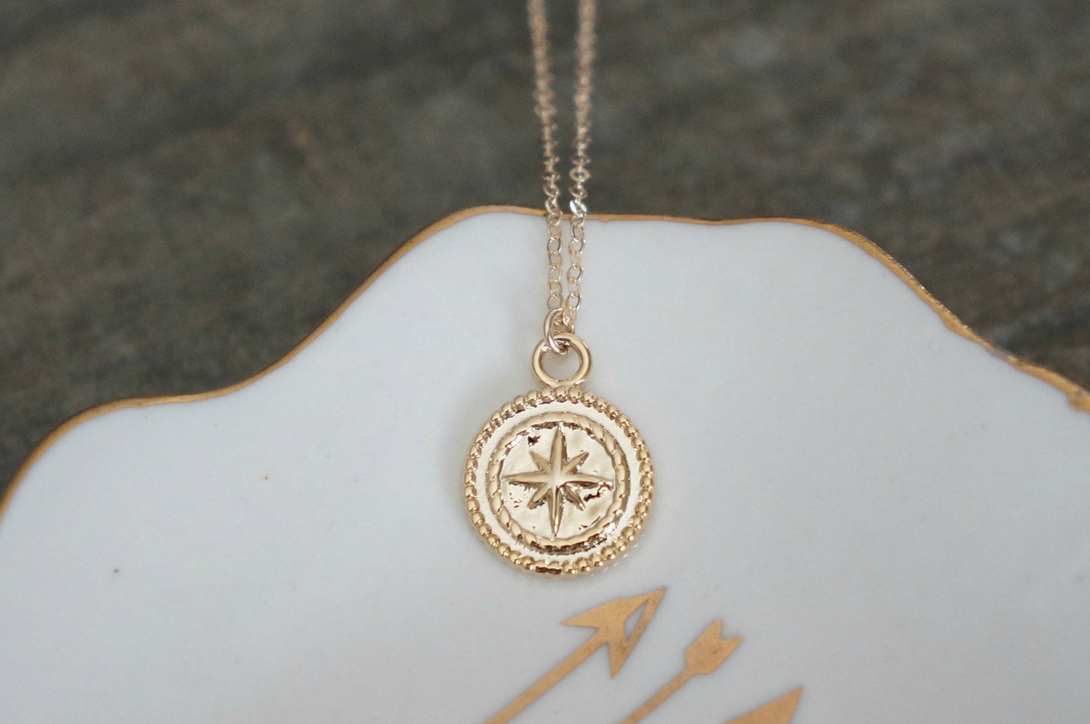 Simple Compass Necklace // Petite Gold Compass on a 14k Gold | Etsy
