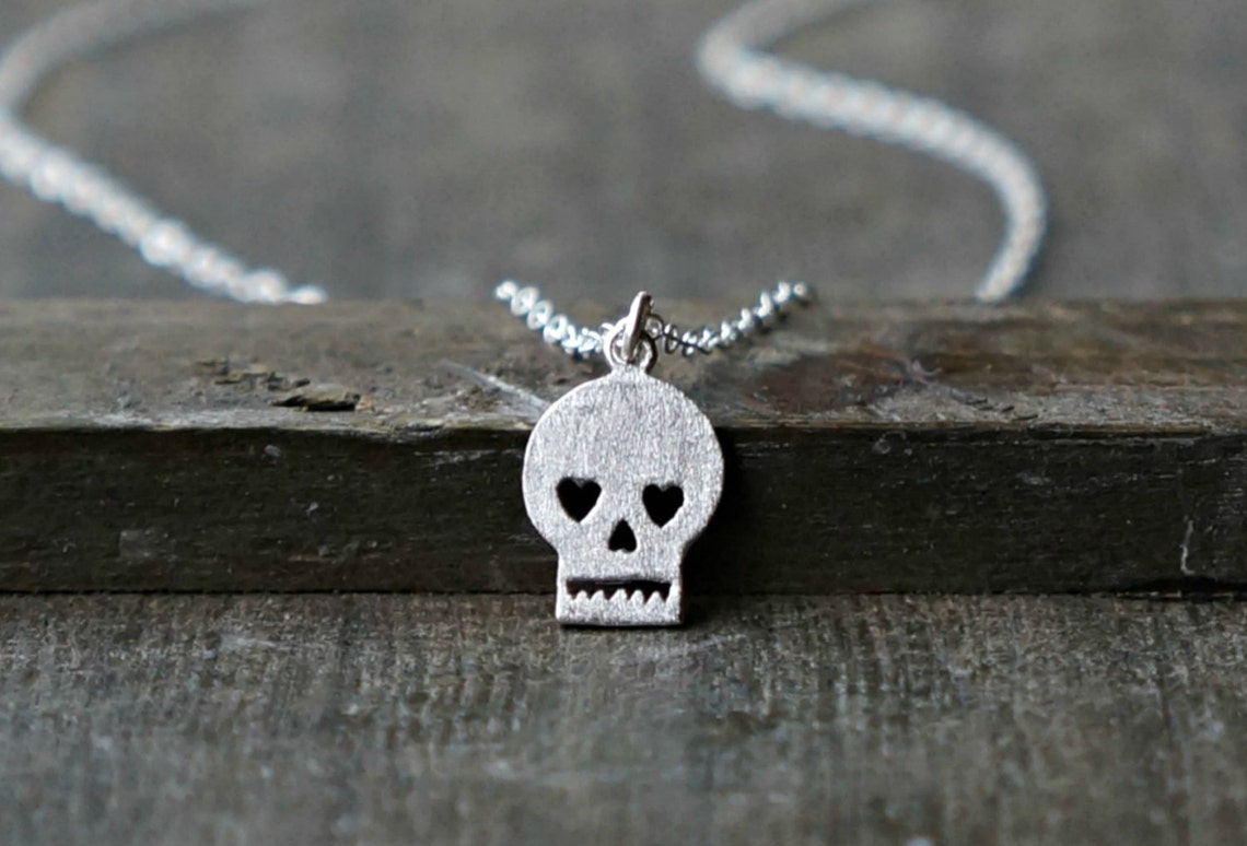 Sugar Skull Necklace / Silver Skull Necklace on Sterling - Etsy