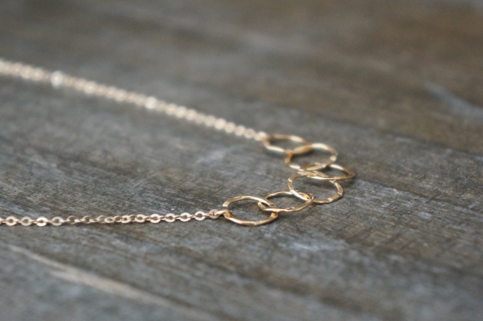 Six Entwined Circles Necklace / Tiny Gold Linked Hammered Infinity ...