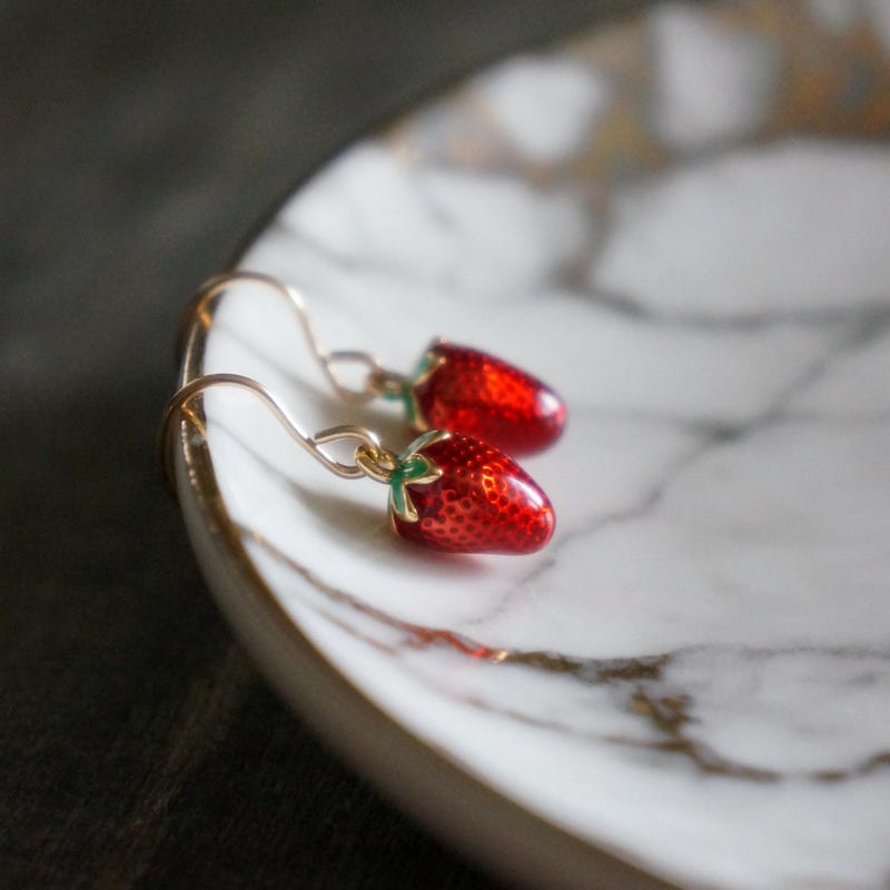 Strawberry Earrings - Etsy