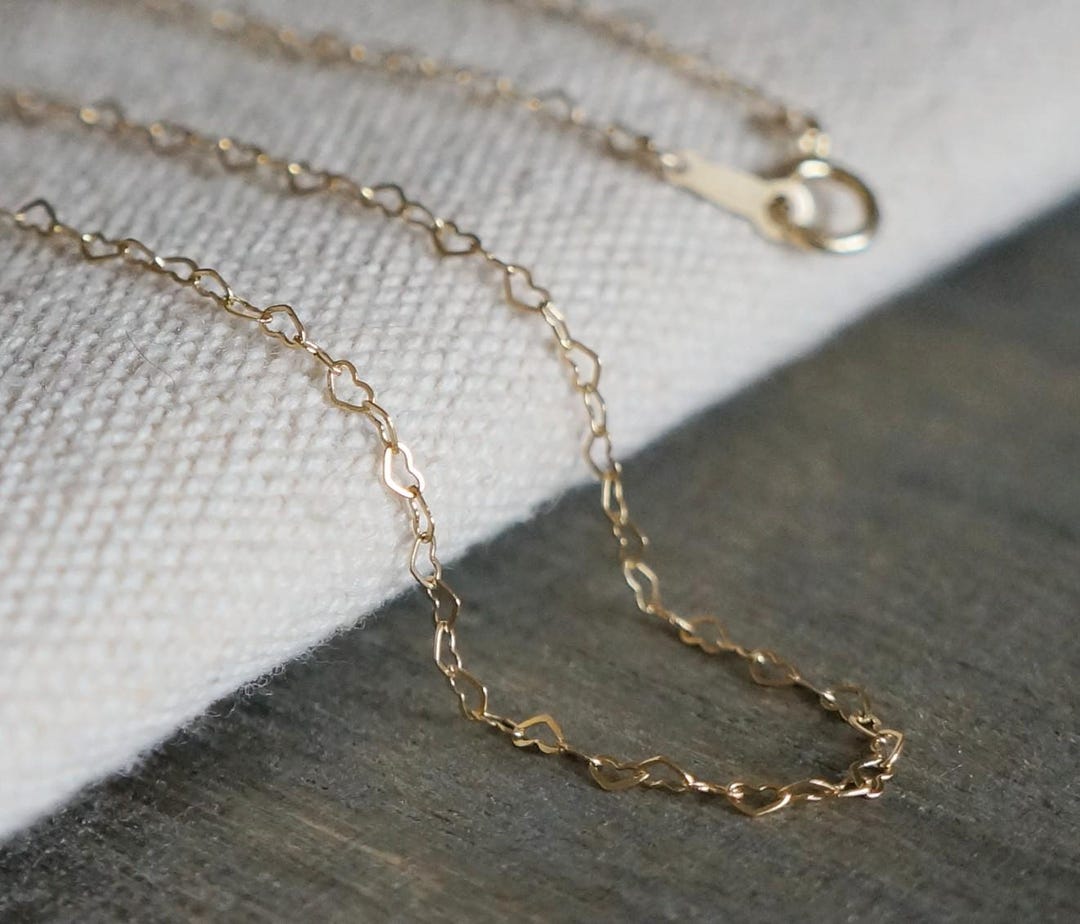 Gold Heart Link Chain Necklace // Shimmering 14k Gold Filled Chain ...
