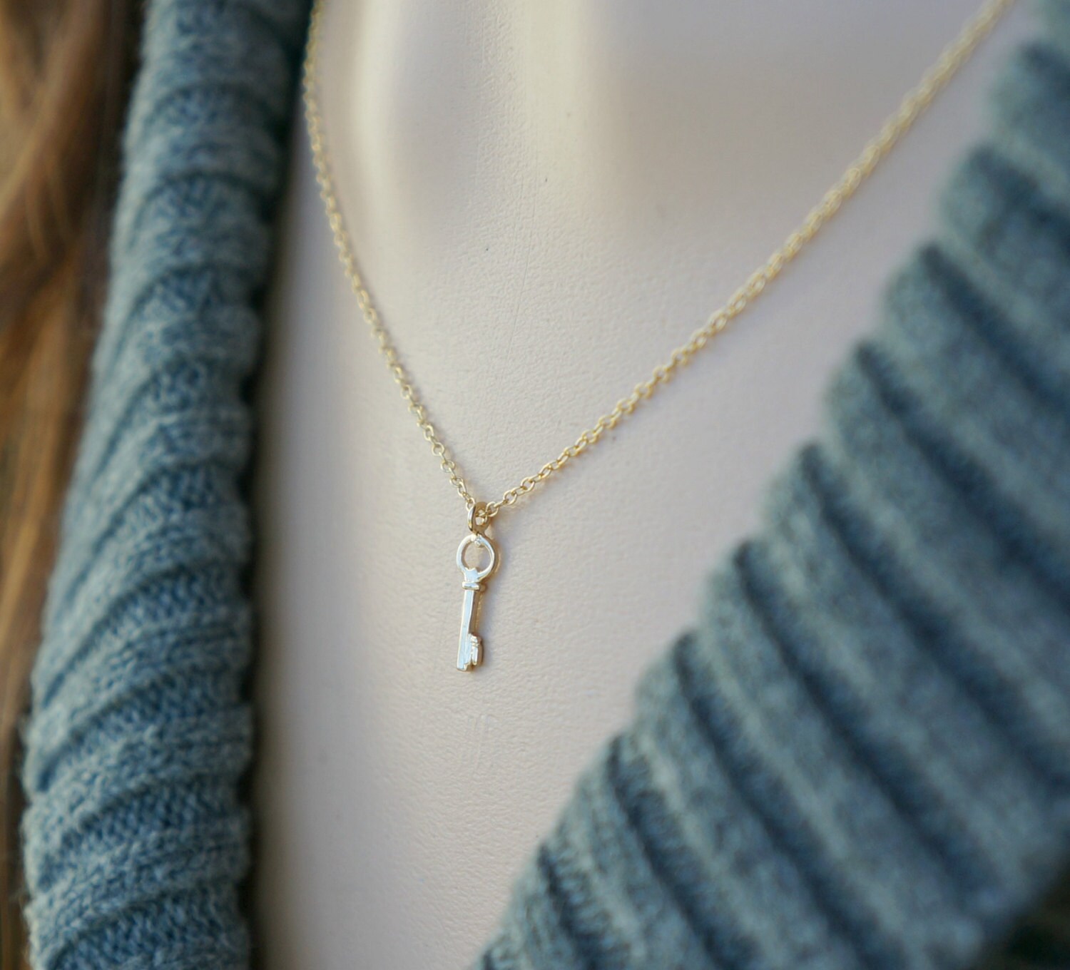 Tiny Gold Key Necklace / 14k Gold Key on a Gold Filled Chain - Etsy