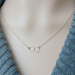 Entwined Circle Necklace / Tiny Gold Linked Hammered Infinity Rings on ...