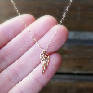 Golden Wing Necklace / Small Angel Wing Pendant on a Gold Filled Chain ...
