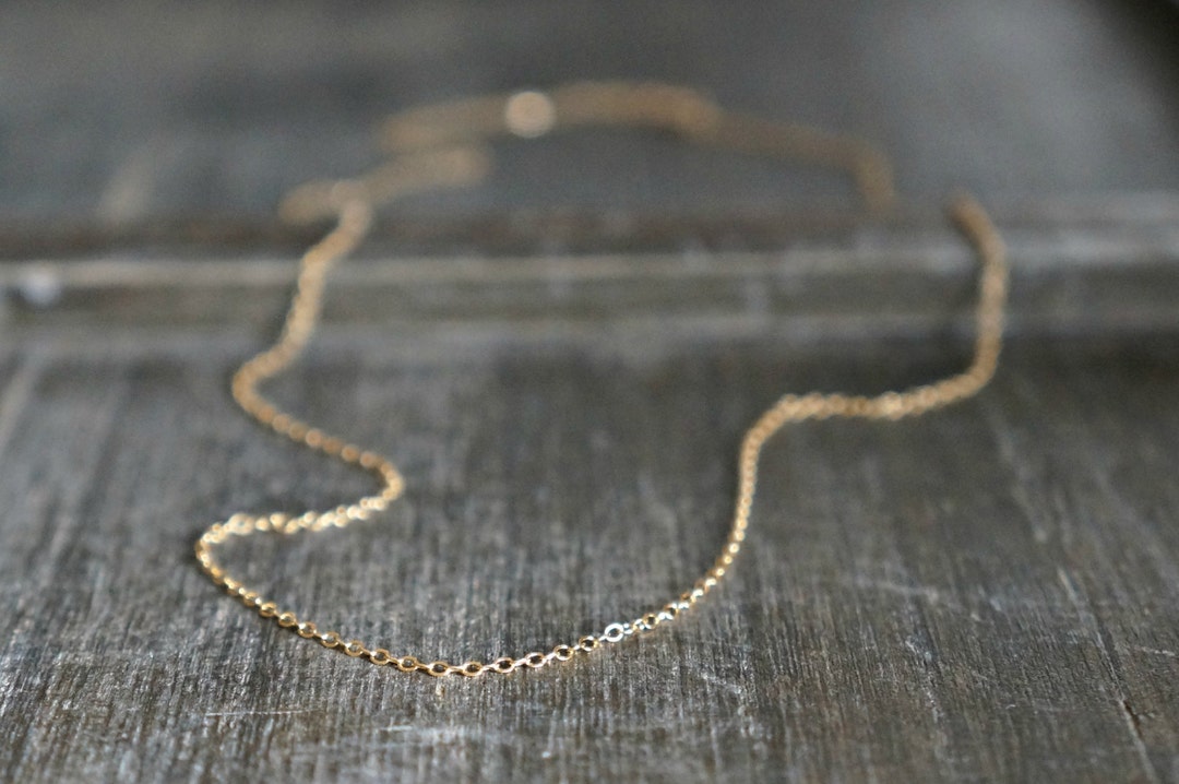 Thin & Dainty Plain Gold Chain Necklace // Shimmering 14k Gold Filled ...