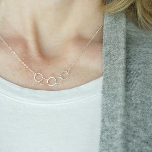Five Entwined Circles Necklace / Tiny Silver Linked Hammered Infinity ...