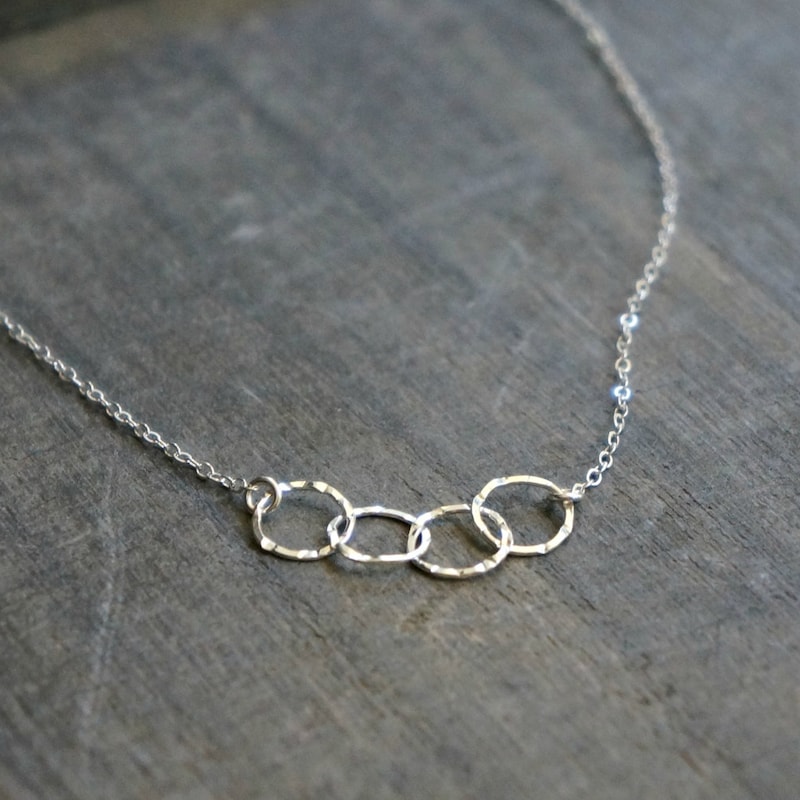 4 Circle Silver Necklace - Etsy