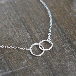 Entwined Circle Necklace / Tiny Silver Linked Hammered Infinity Rings ...