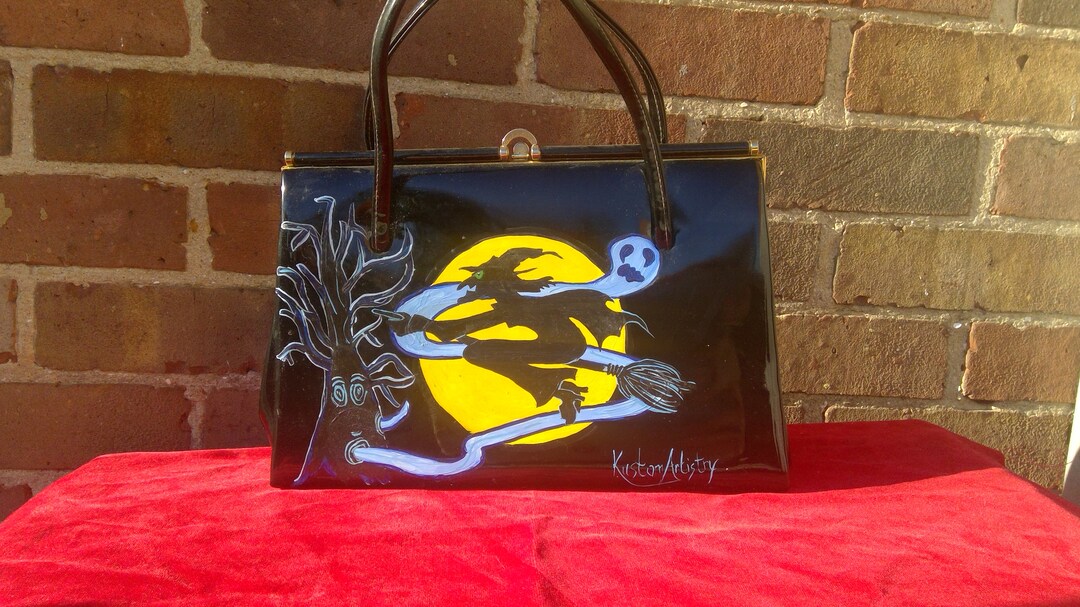 Vintage Blue Witch Beistle Design | Handpainted on Vintage Handbag ...