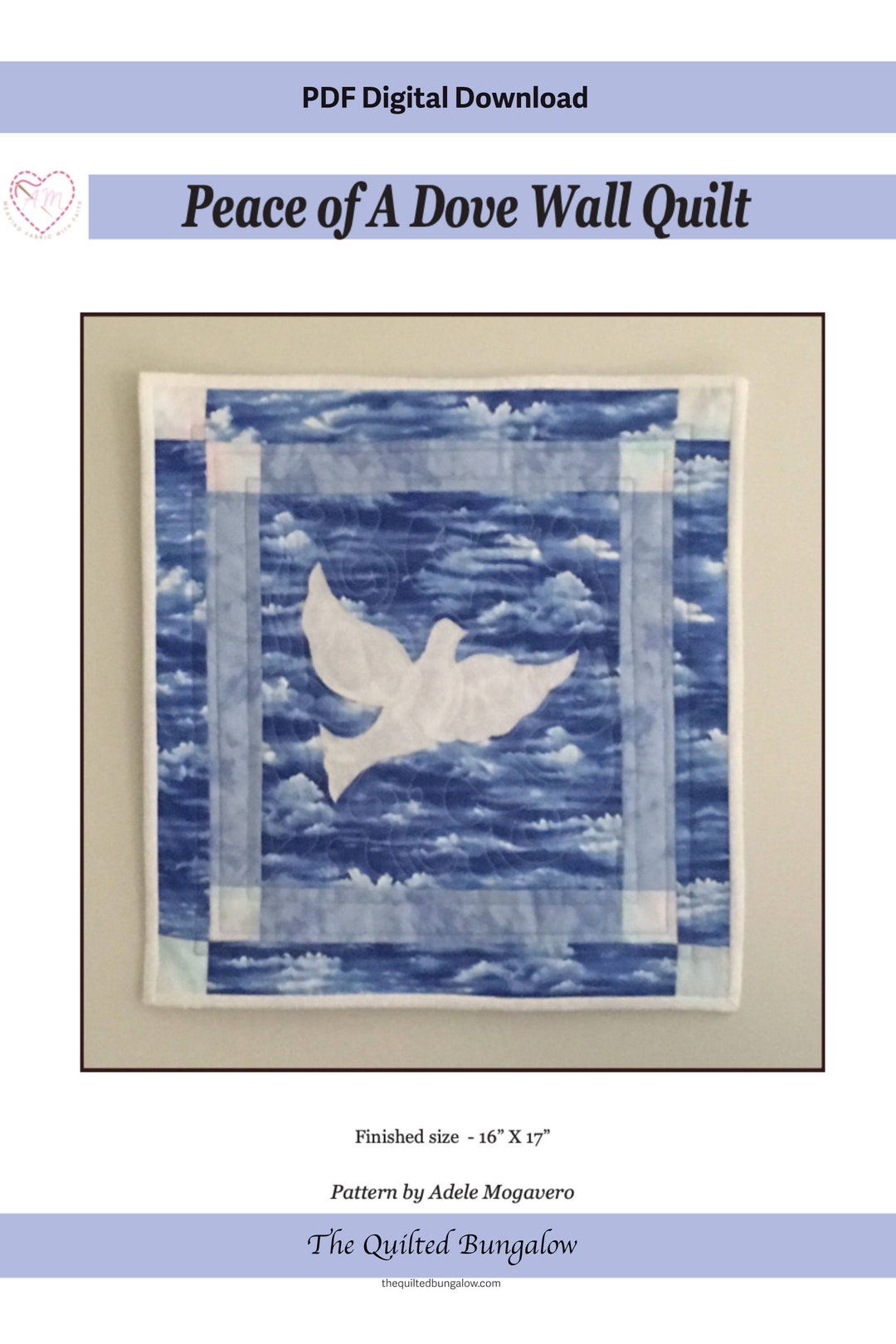PDF Applique Quilt Pattern | Wall Quilt Pattern | Dove Wall Hanging PDF ...