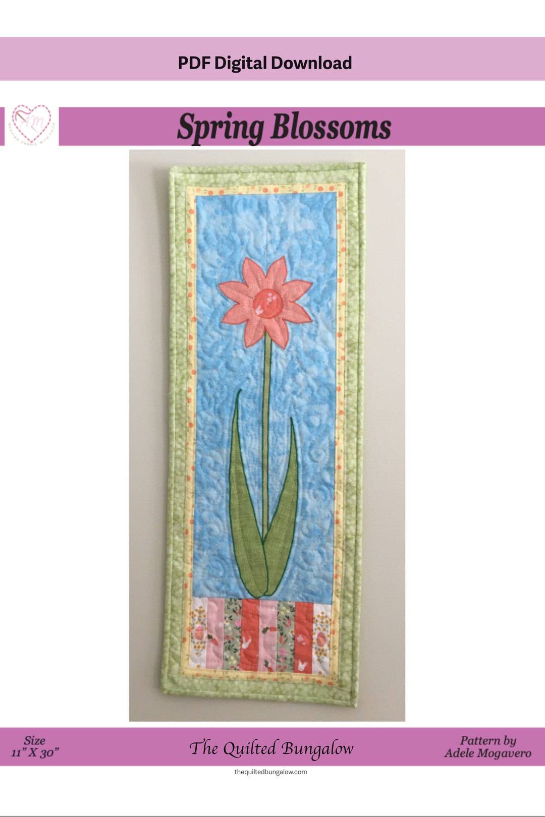 PDF Applique Quilt Pattern | Wall Quilt Pattern | Spring Floral Wall ...