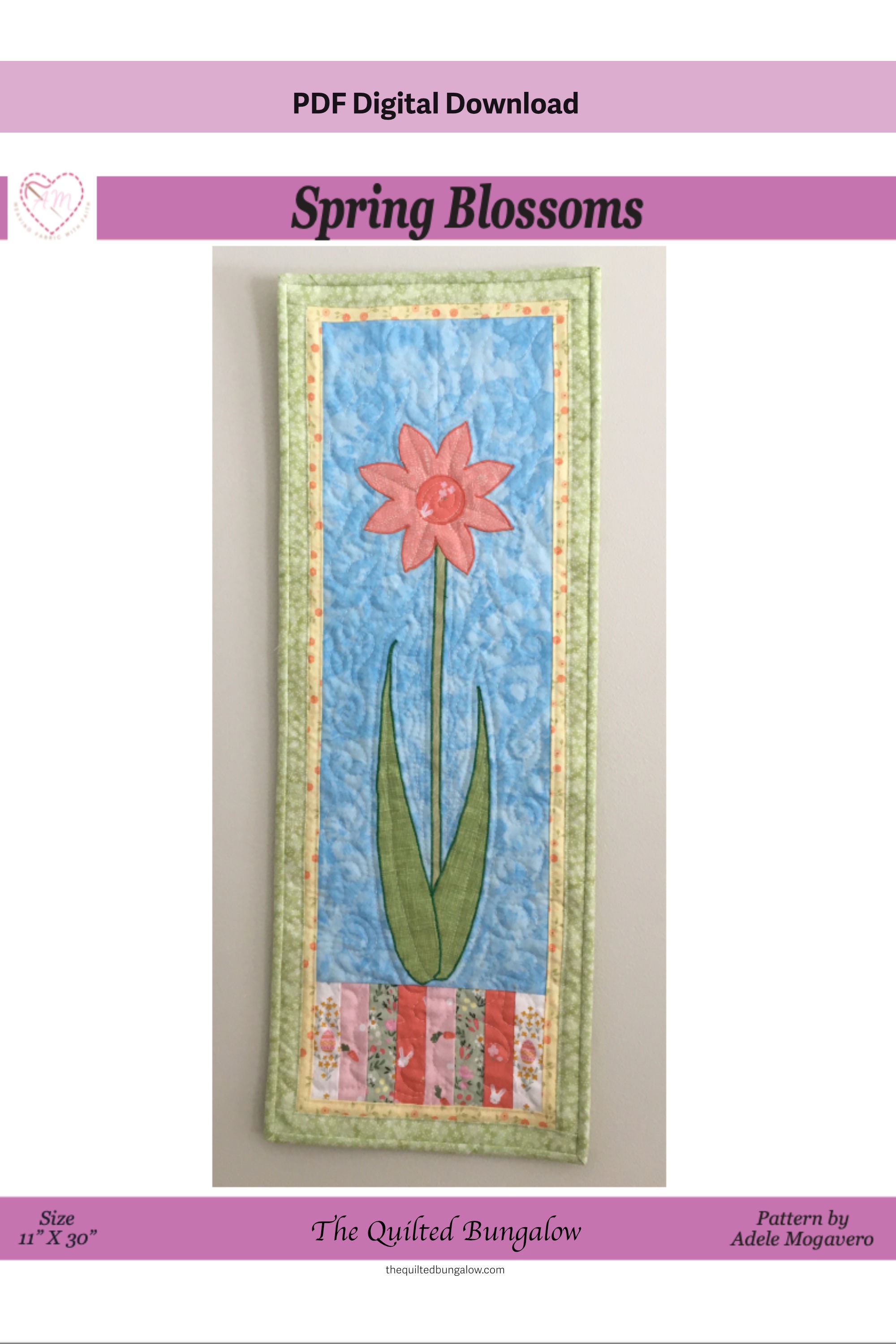 PDF Applique Quilt Pattern Wall Quilt Pattern Spring Floral Wall ...