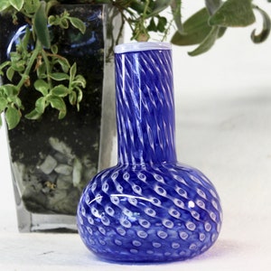 Hand Blown Blue Bubble Vase - Etsy
