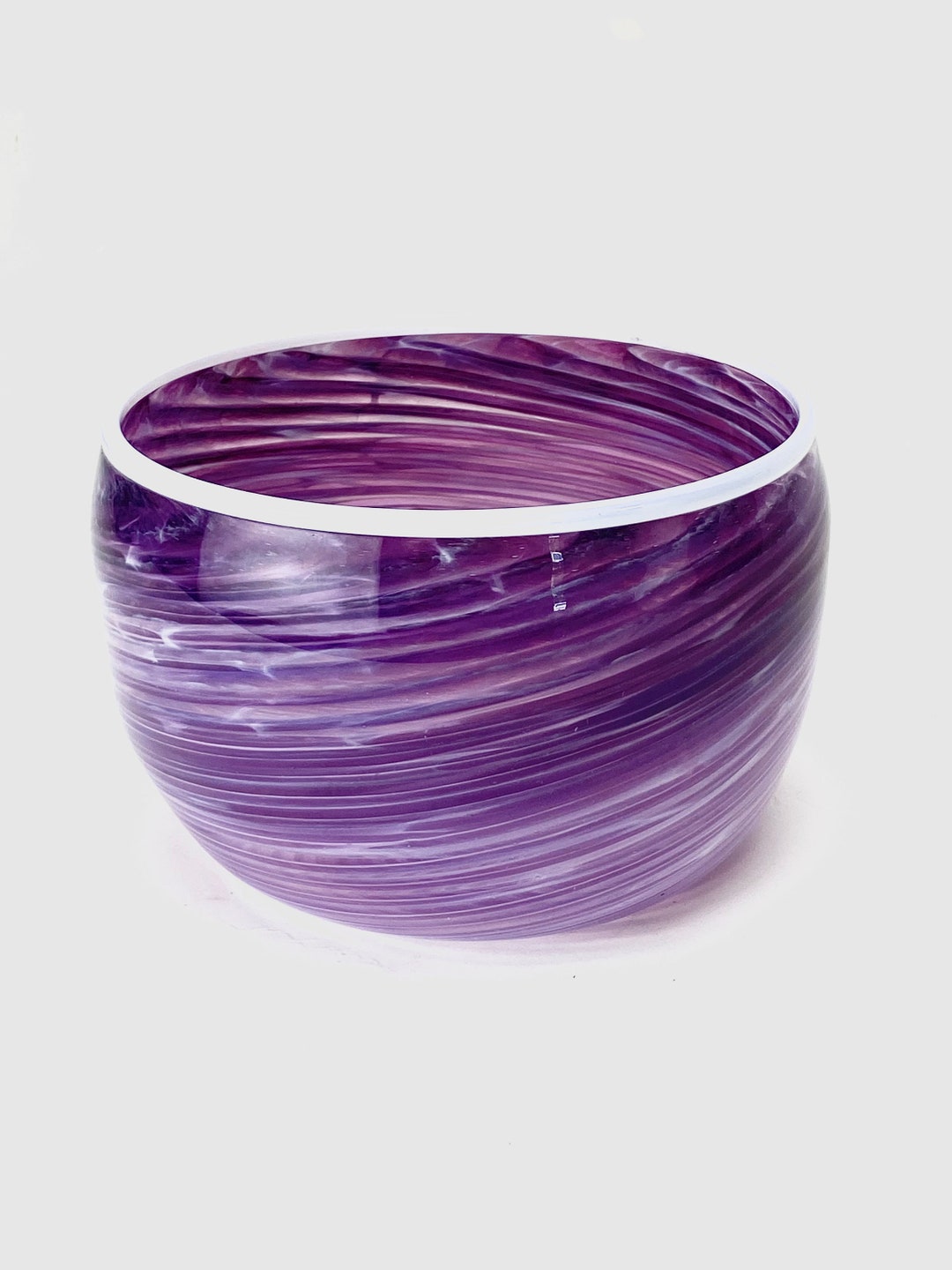 Purple Swirl Glass Bowl - Etsy