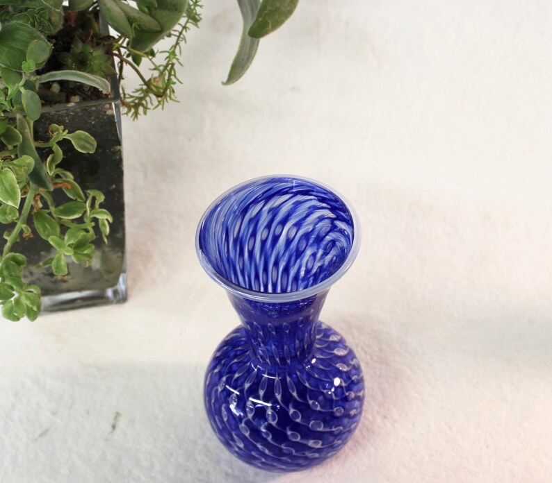 Hand Blown Blue Bubble Vase - Etsy