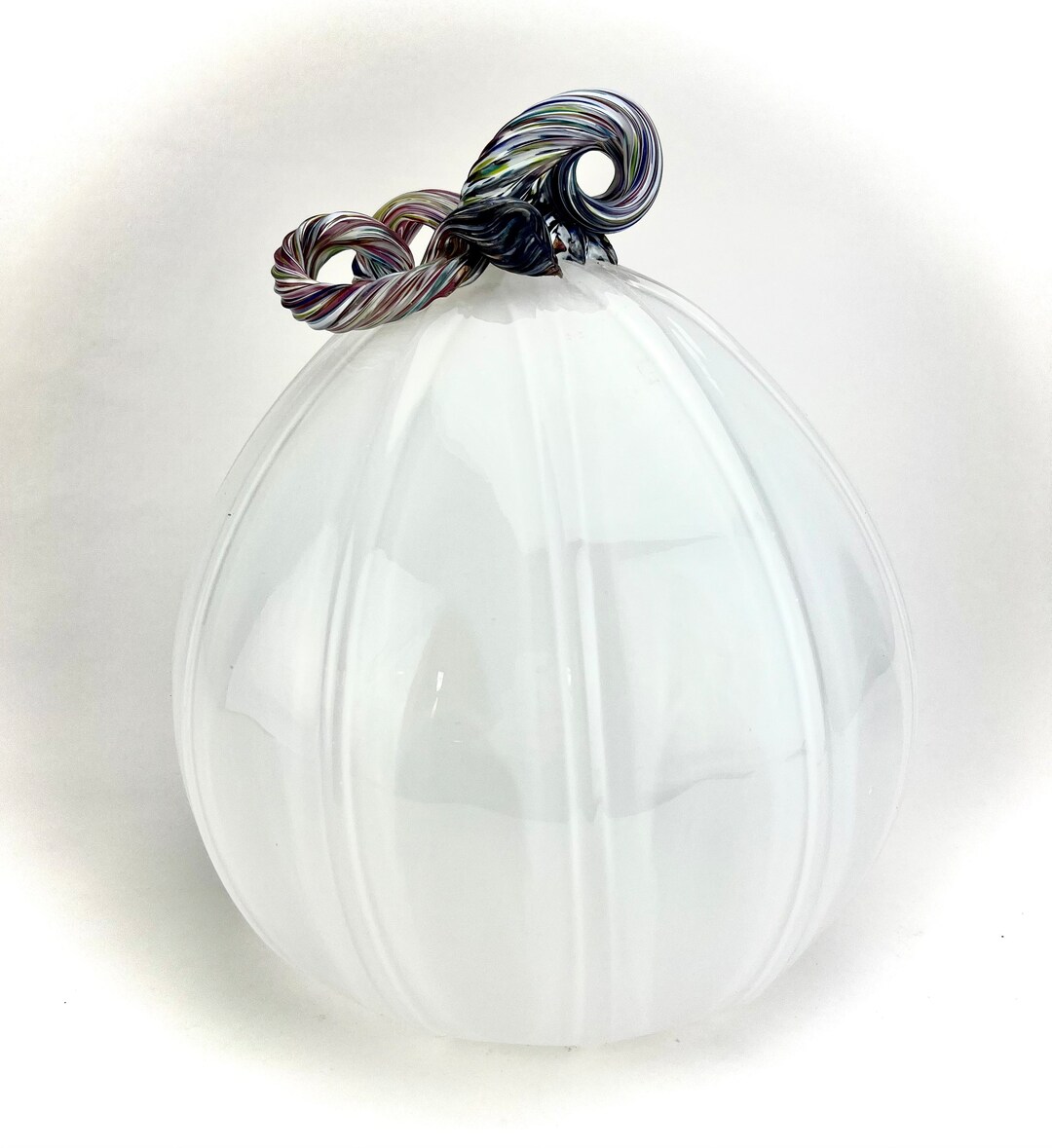 White Glass Pumpkin With Rainbow Stem - Etsy