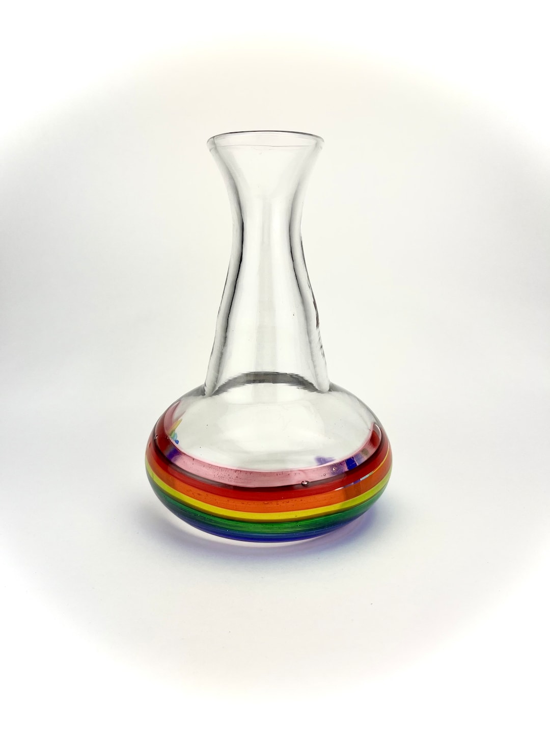Handblown Rainbow Glass Vase - Etsy
