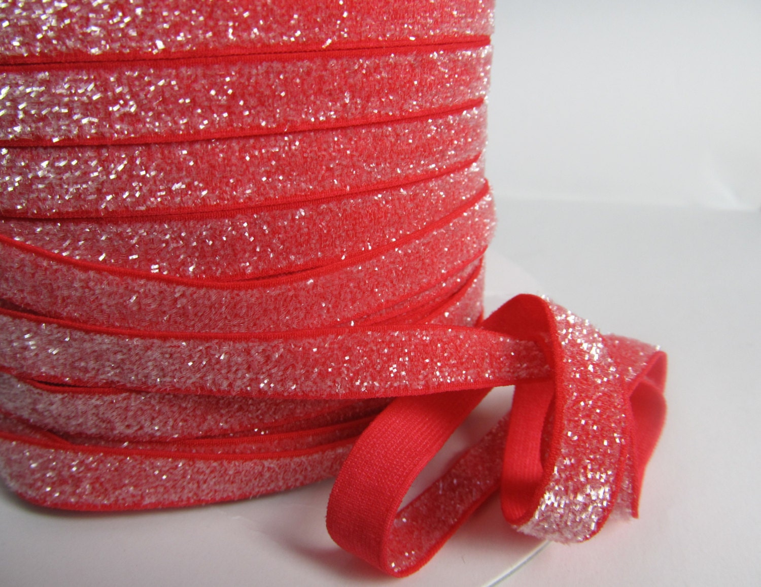 3/8 FROSTED RED Glitter Sparkle Stretch Elastic Make - Etsy