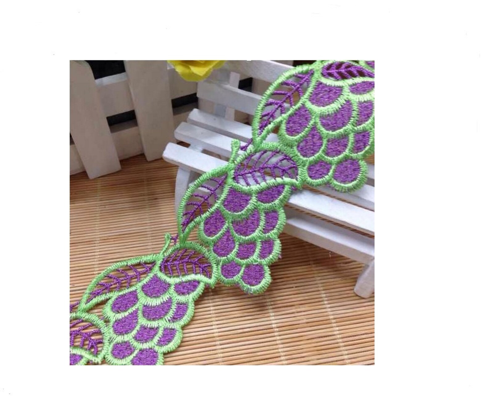 Banana Lace Trim Tropical lace trim Colorful Embroidered | Etsy