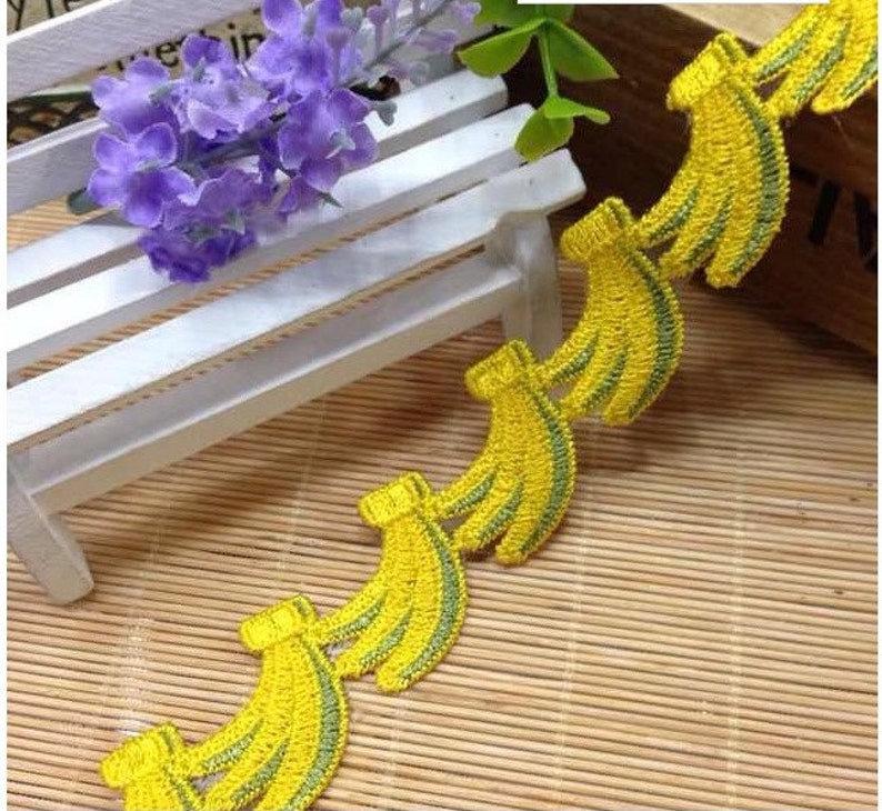 Banana Lace Trim Tropical Lace Trim Colorful Embroidered | Etsy
