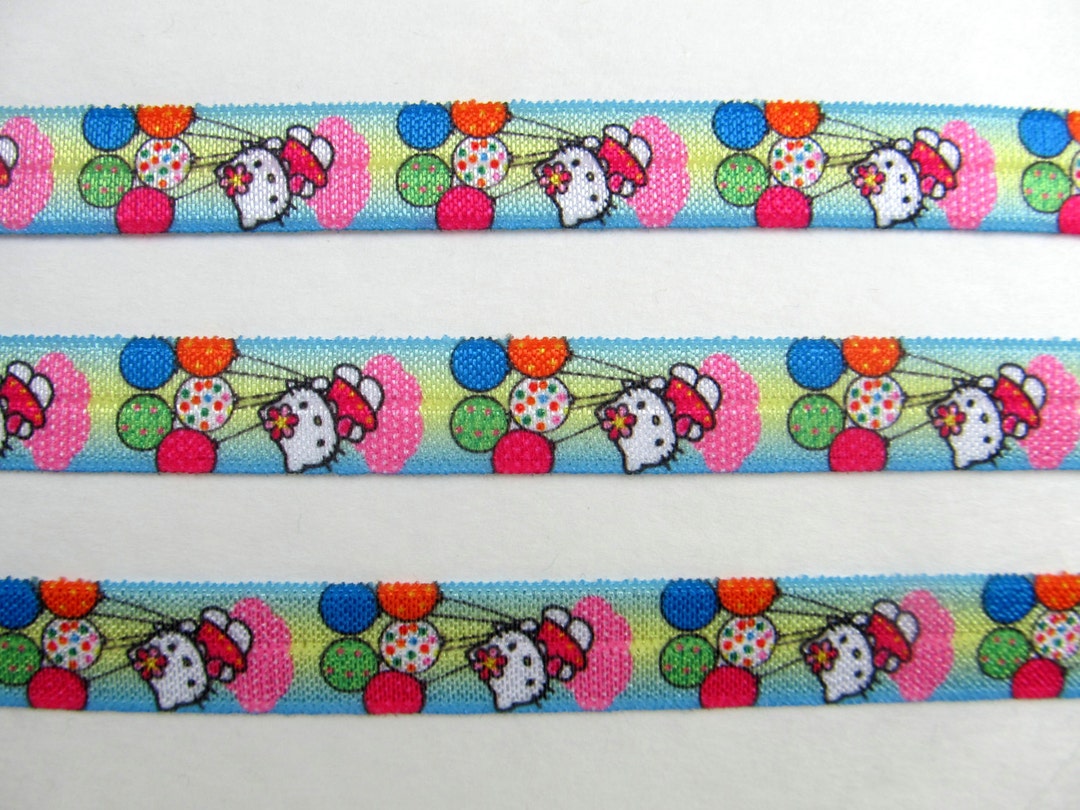 Printed Kitty Colorful Balloons Foldover Elastic Fold - Etsy