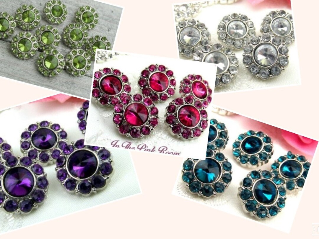 Small Rhinestone Buttons W/shank 13mm 1/2 round Flower - Etsy