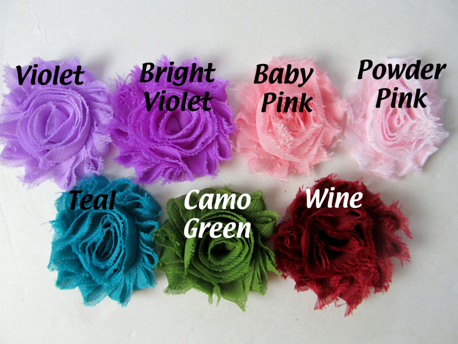 10 Shabby Chiffon Rose Flower Applique Choose from 36 Solid | Etsy